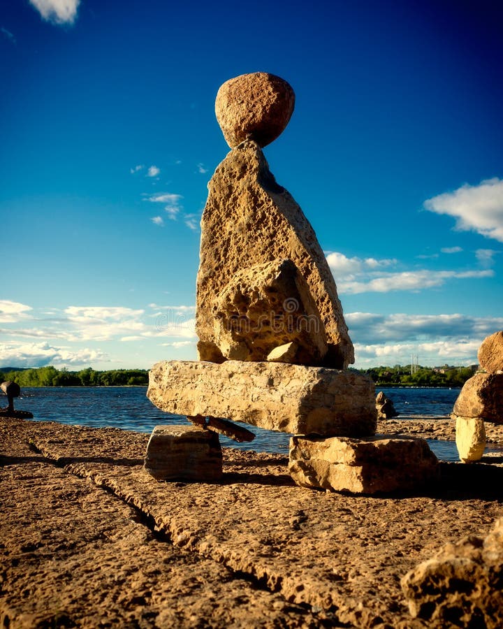 Stone Inuksuk on the Ottawa River Stock Image - Image of inuksuit ...