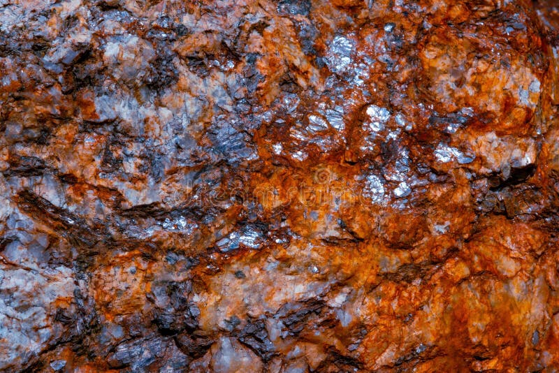 Stone with Iron Ore and Quartz Stock Image - Image of grey, blue: 253758697