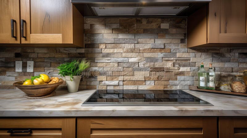 Stone Kitchen Backsplash Tile Stock Illustration - Illustration of ...