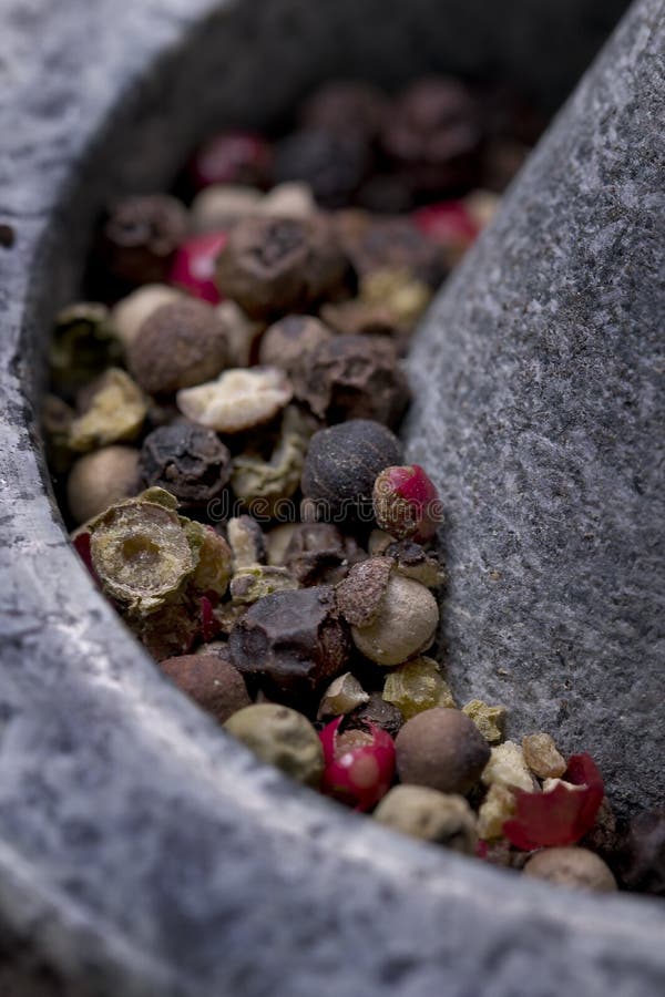 Stone Kitchen Mortar for Grinding Spices Stock Photo - Image of pepper ...