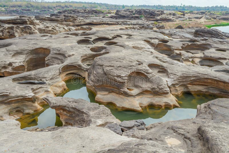 Stone Landscape, Cloud and Blue Sky. Sam Phan Boke, Ubon Ratchathani ...