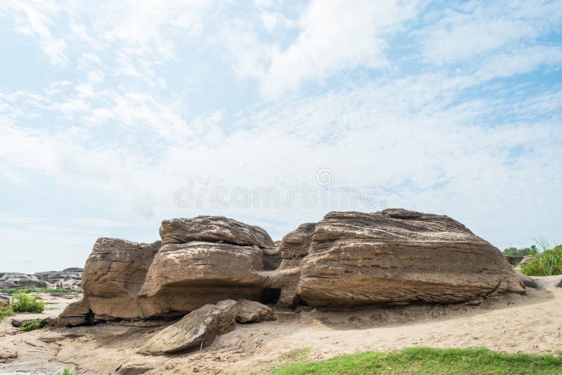 Stone Landscape, Cloud and Blue Sky Stock Image - Image of cloud ...
