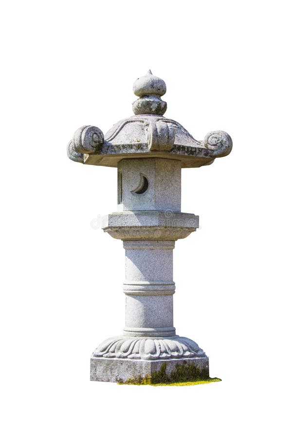 Stone Lantern in Japanese Botanical Zen Isolated on White Background ...
