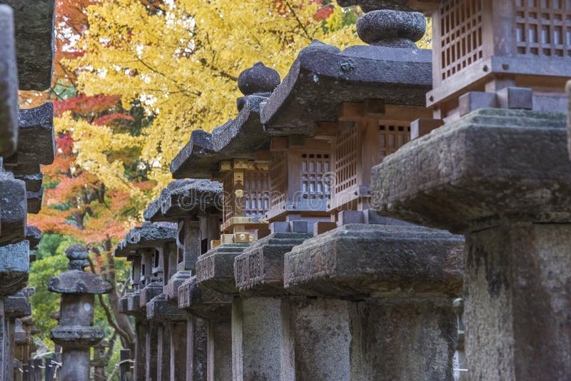 Stone Lantern in Japanese Shrine Stock Image - Image of temple ...