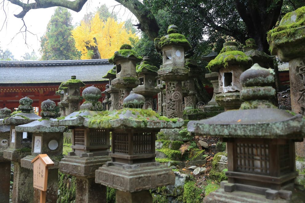 Stone lanterns in Nara stock photo. Image of stone, handcraft - 66640056