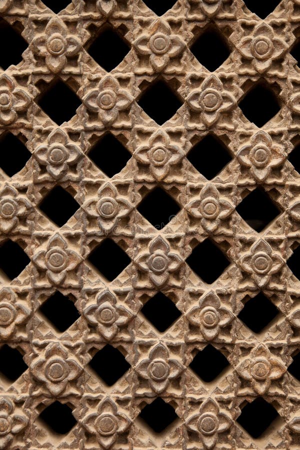 Stone Latticework with Flowers Pattern Stock Photo - Image of design ...