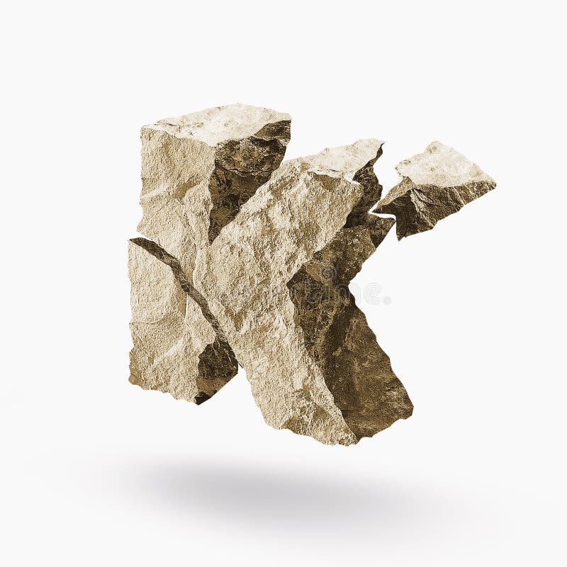 Stone Letter K 3D Broken Stone Pieces Stock Illustration - Illustration ...