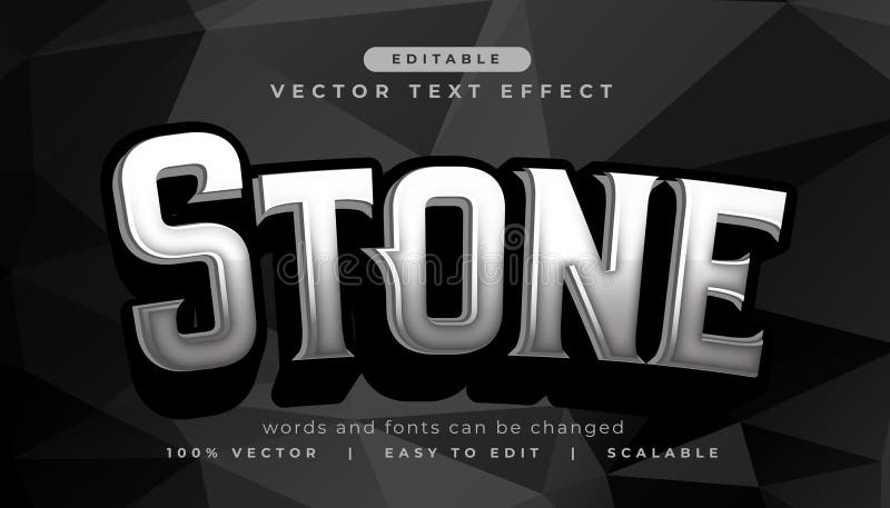 Stone Lettering Text Effect in Grey and Black Color Stock Vector ...