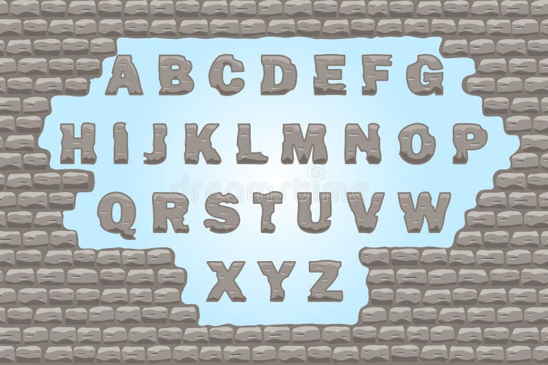 Stone Letters of English Alphabet and Frame of Destroyed Stone Wall ...