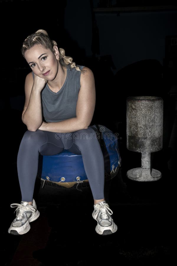 Stone Lifting Basque Sporty Woman Sitting Resting Stock Photo - Image ...
