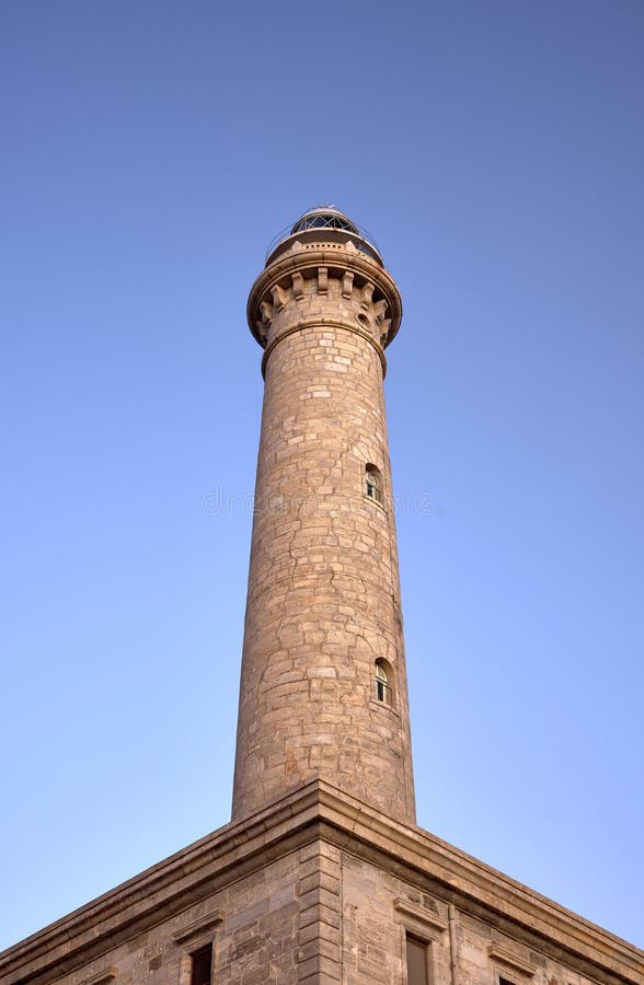 Stone Lighthouse Tower with Blue Sky Stock Photo - Image of light ...