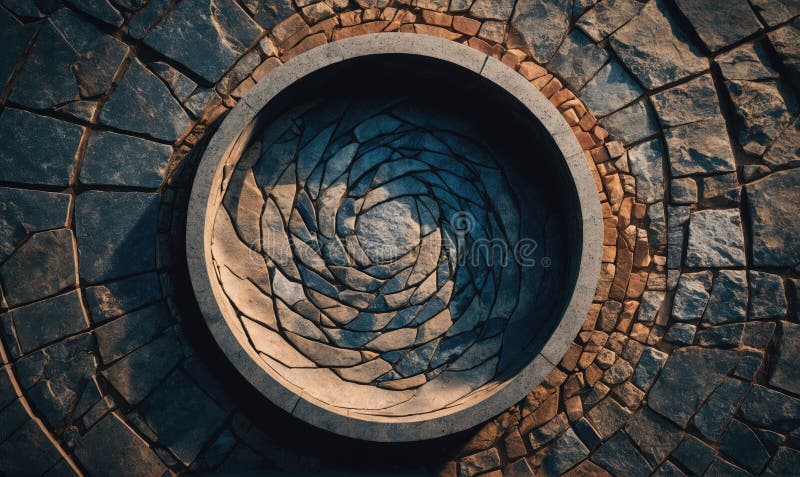 A Stone-lined Fire Pit Sits in a Circular Pattern of Stone, Offering a ...