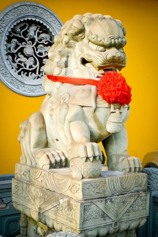 Stone lion stock image. Image of ball, china, decorative - 28884759