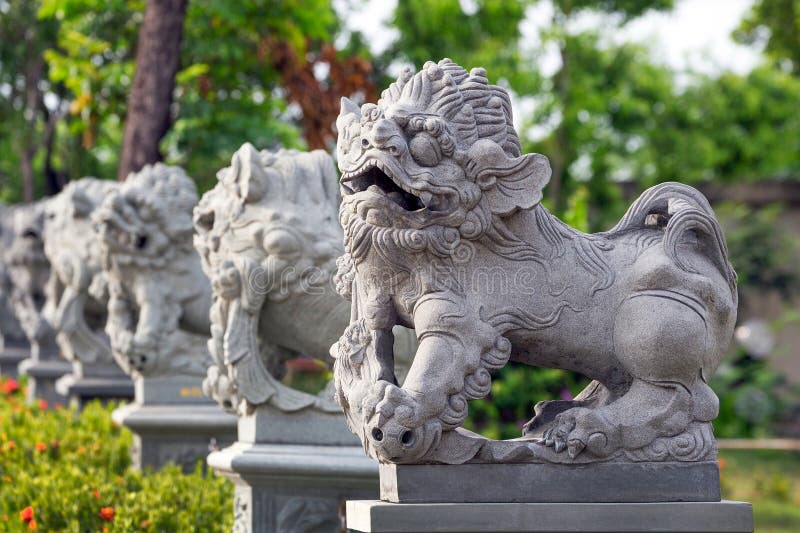 Stone lion statues. stock photo. Image of travel, statues - 273820804