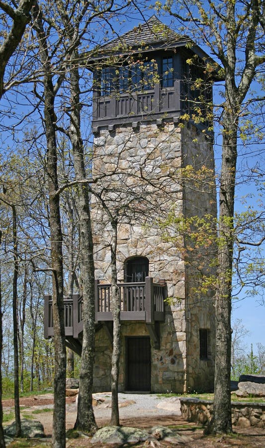 Stone Lookout Tower stock photo. Image of forest, trees - 145808986