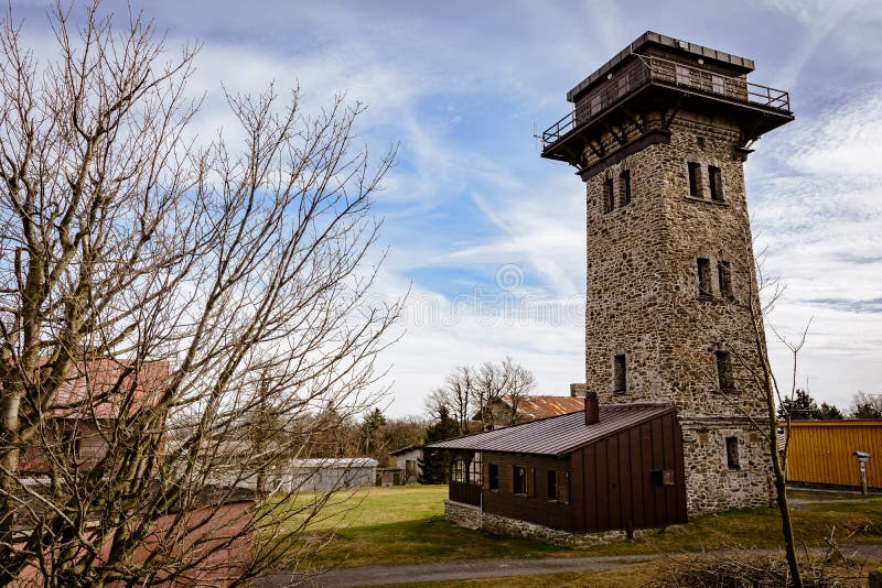 Stone lookout tower stock image. Image of wall, tower - 139834343