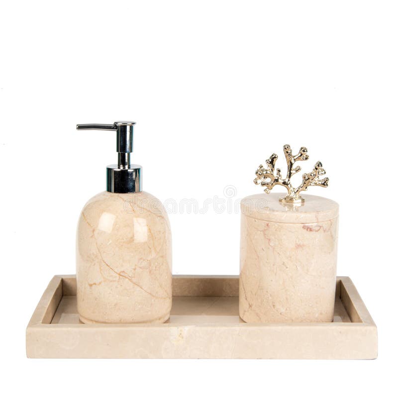 Stone-made Bathroom Decor Items Collection Isolated on a White ...