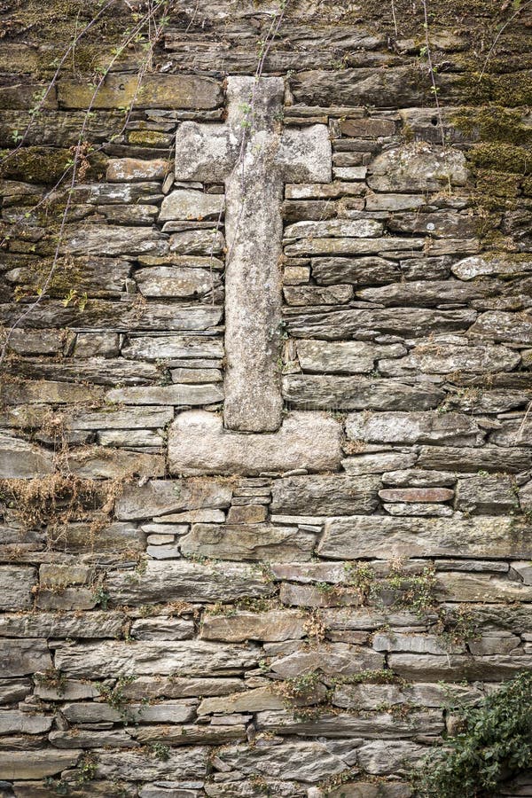 Stone Made Cross on a Stone Made Wall Stock Photo - Image of religious ...