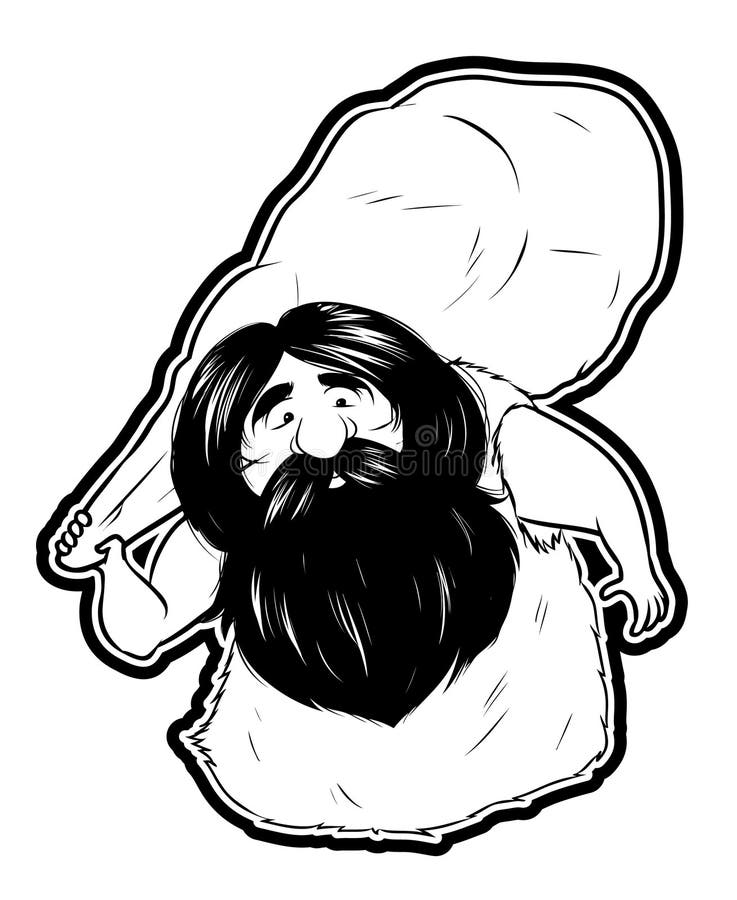 Stone Man Black and White Illustration Design Stock Vector ...