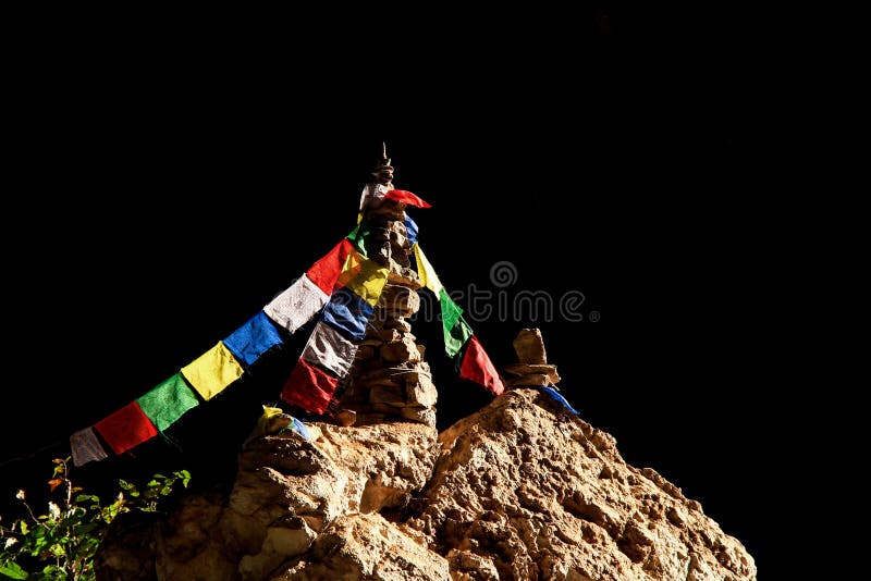 Stone man pagoda stock photo. Image of nepal, flag, black - 57221008