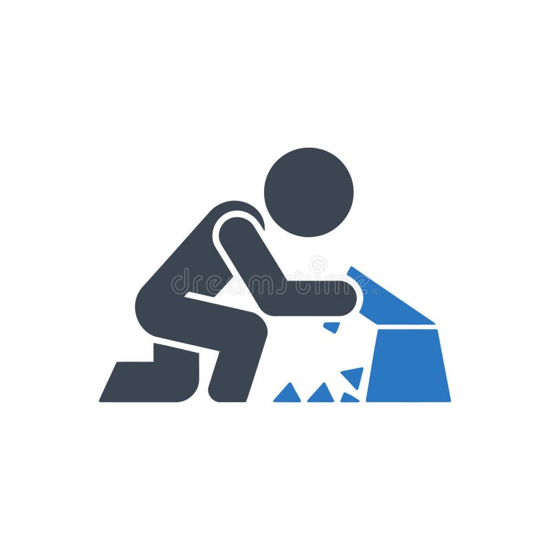 Stone Mason Worker Icon stock vector. Illustration of stone - 350117490