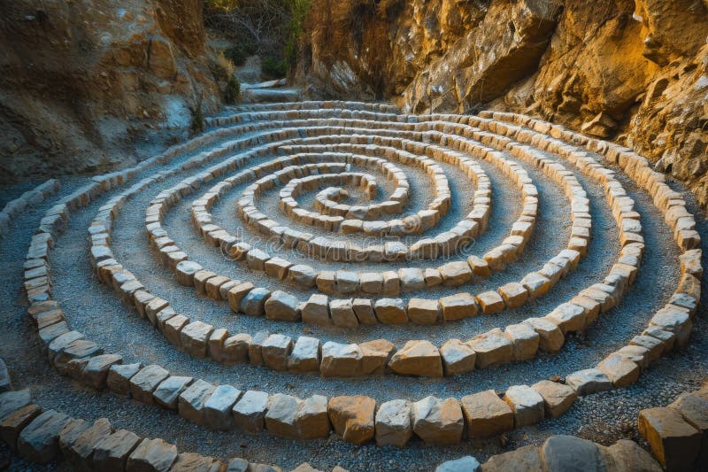 A Stone Maze Located in the Midst of Towering Mountain Peaks, Offering ...