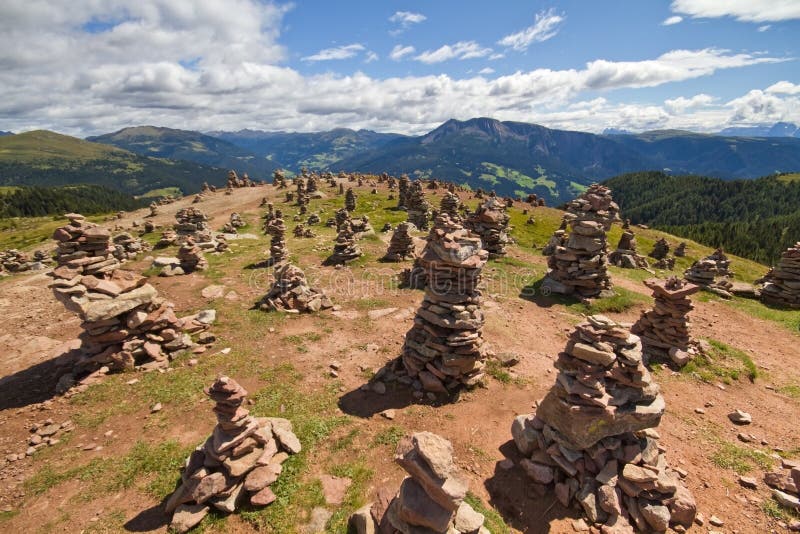 Stone Men in the Alps, Italy Stock Photo - Image of guidepost, stone ...