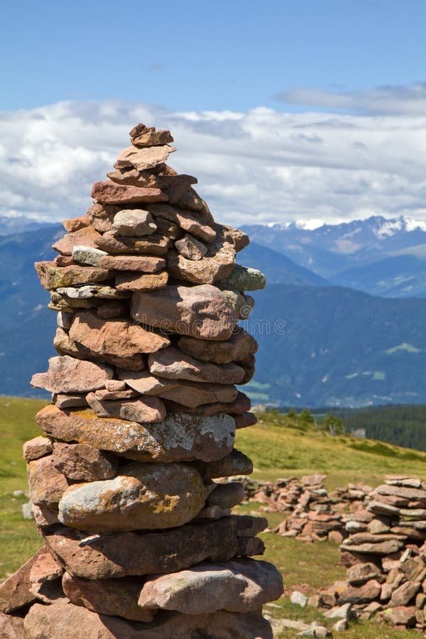 Stone Men in the Alps, Italy Stock Photo - Image of signpost, guide ...