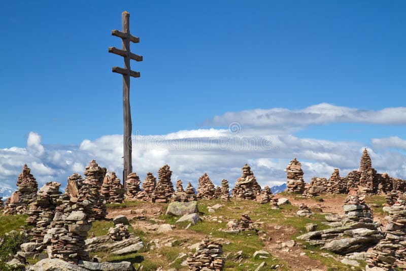 Stone Men in the Alps, Italy Stock Image - Image of spiritual, italy ...