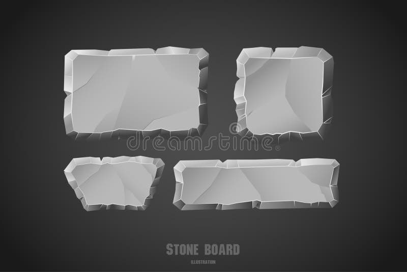 Stone Menu Board, Rock Button, Gray Stone Banner. Stock Vector ...