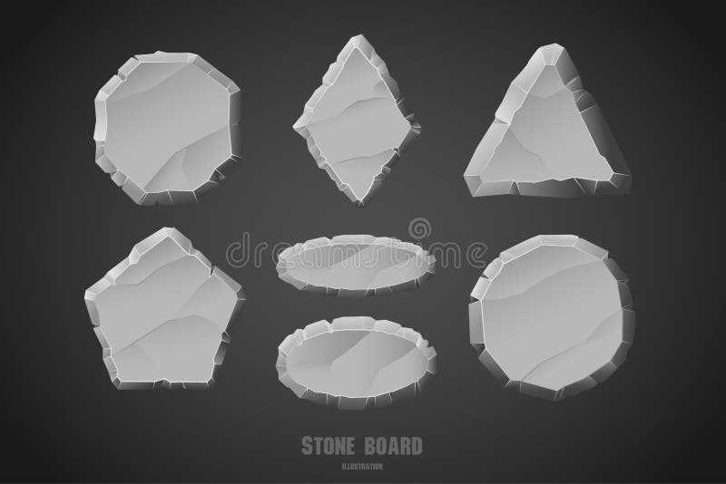 Stone Menu Buttons. Medieval Cracked Border UI Elements, Old Granite ...