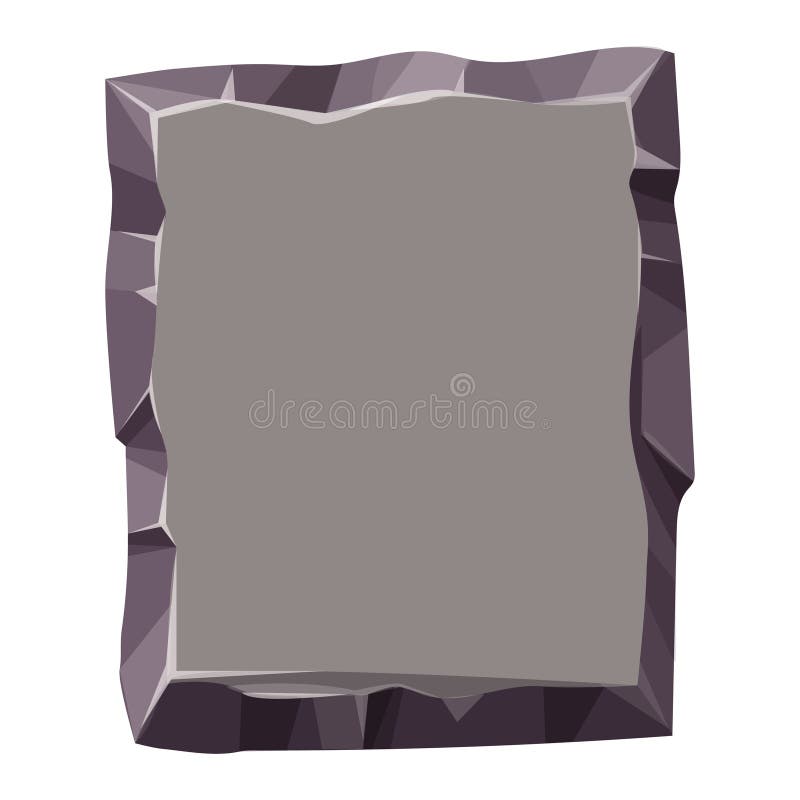 Stone Menu Panel, Rock Frame in Comic Cartoon Style Textured Isolated ...