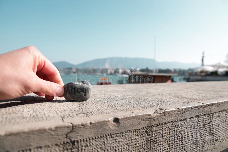 Stone with Message, Stone Writing Stock Image - Image of handwritten ...