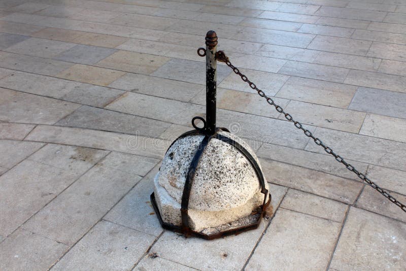 Stone and metal fence pole stock image. Image of summer - 99979633