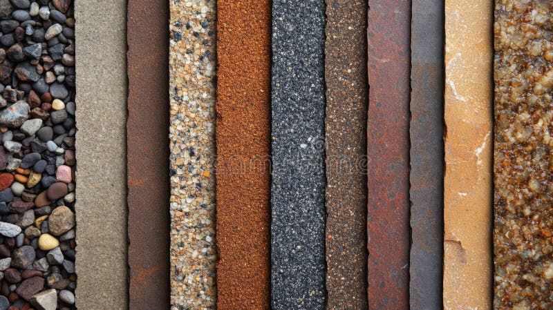Stone and Metal Samples Texture Variations Display Stock Illustration - Illustration of rust ...