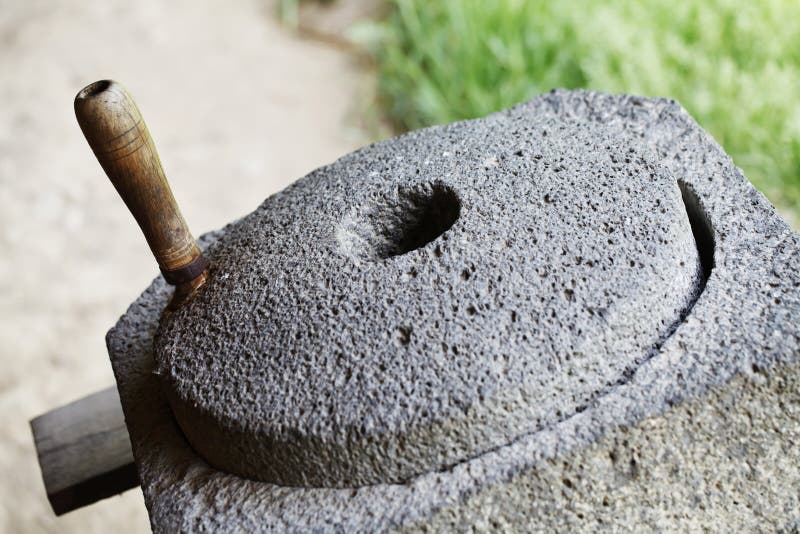 Stone Millstone, Manual Processing of Grain Stock Photo - Image of ...
