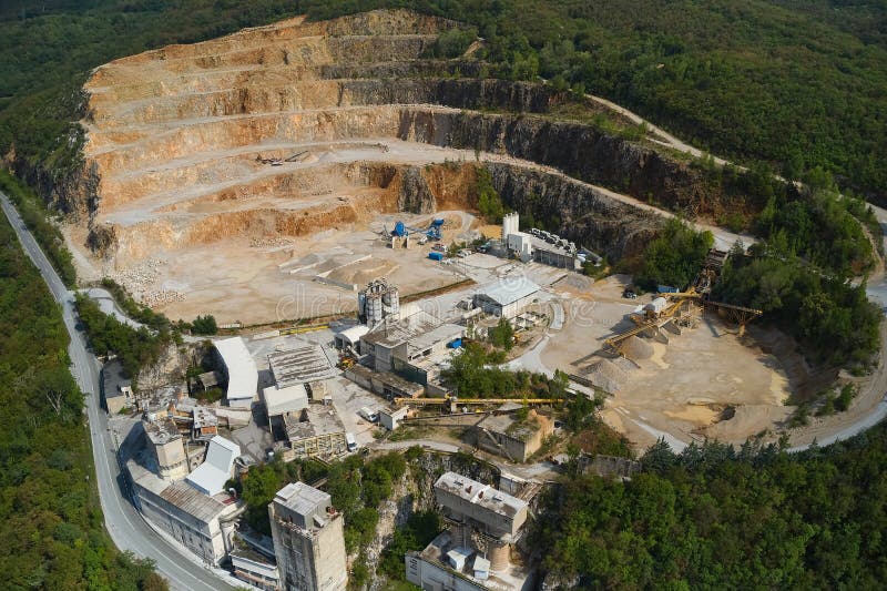 Stone Mine Quarry Drone Aerial View Stock Image - Image of primary ...