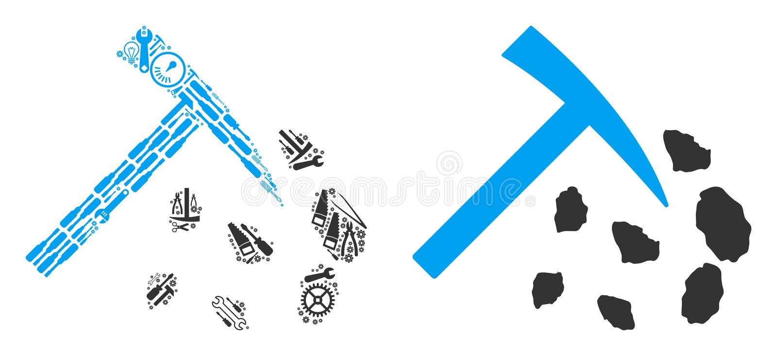 No Mining Tools Icon with Distress Work Permit Seal Stock Illustration ...