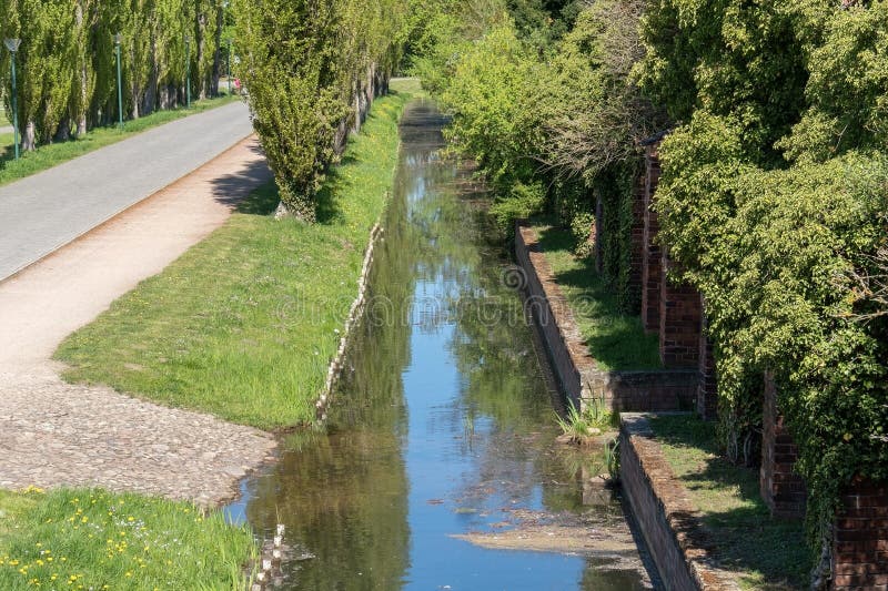 A Stone Moat Near the Walls of an Ancient Medieval Castle Stock Image ...