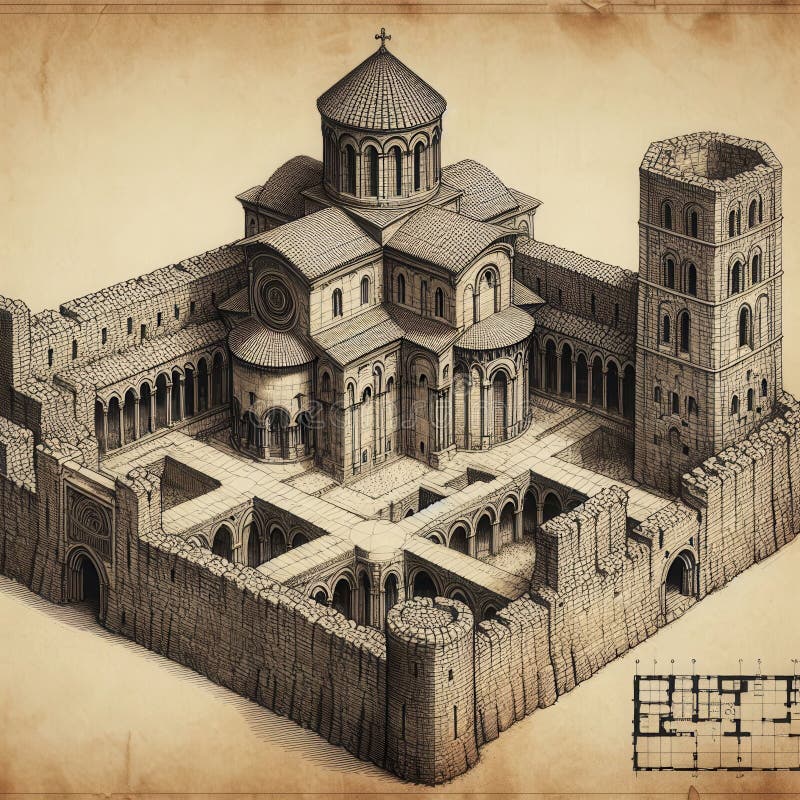 Monastery Ink Blueprint Stock Illustrations – 20 Monastery Ink ...