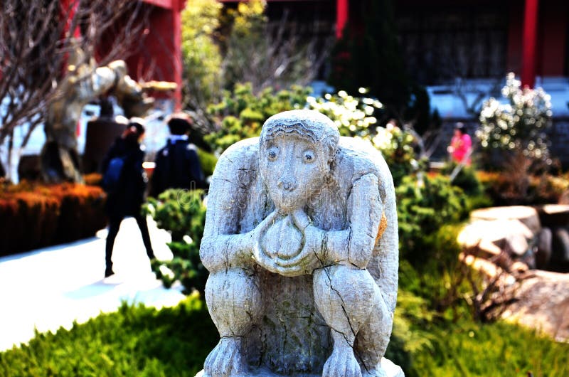 Stone monkey stock image. Image of lovely, alone, beautiful - 135265607