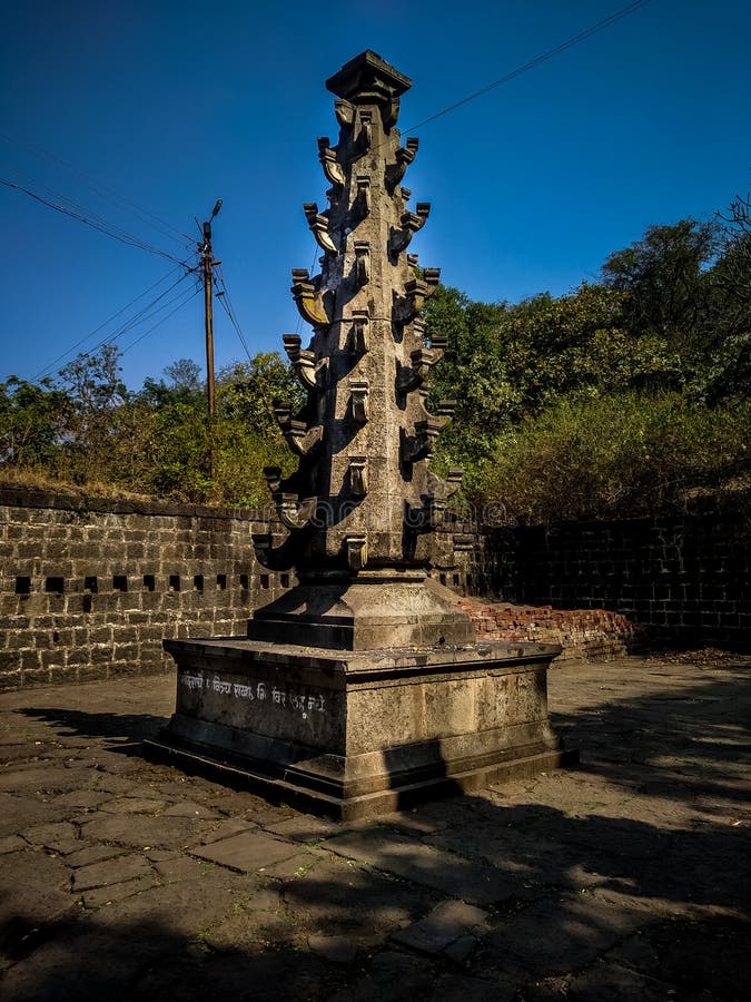Stone Monument of Deepastambha in an Old Ancient Temple Stock Image ...