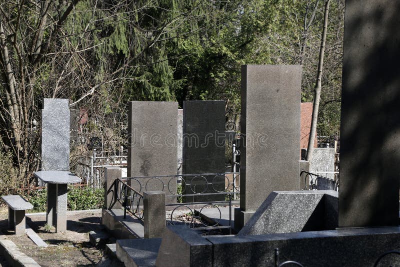 Stone Monuments at Graves at Old Cemetery Stock Image - Image of ...