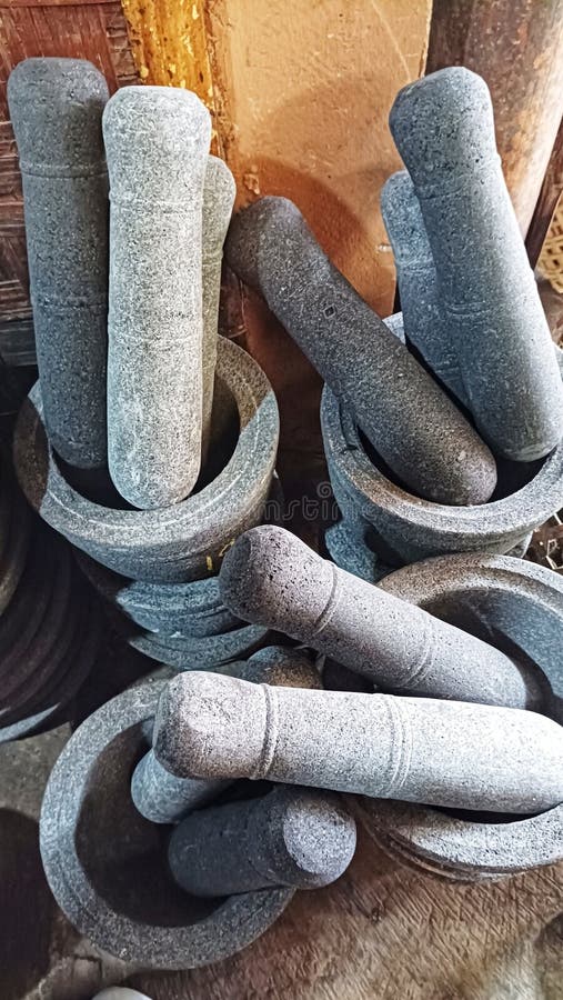 Stone of Mortar and Pestle Used for Grinding Spices Stock Image - Image ...