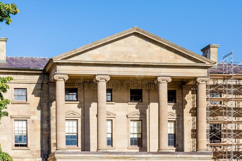 Stone Museum with Scaffolding on Facade Stock Image - Image of ...