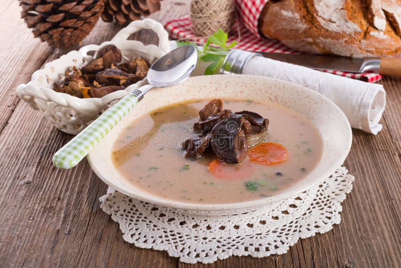Stone mushroom soup stock image. Image of fresh, healthy - 31484843