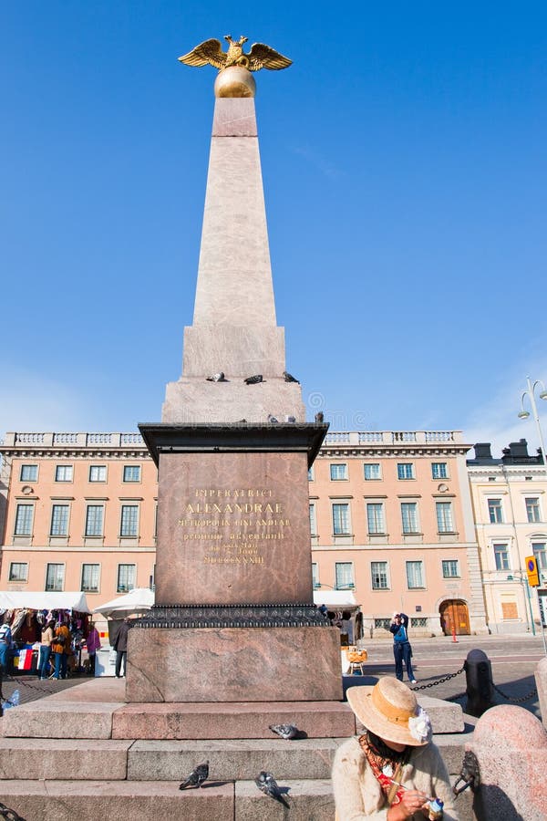 Stone Obelisk on Market Square in Helsinki Editorial Photography ...