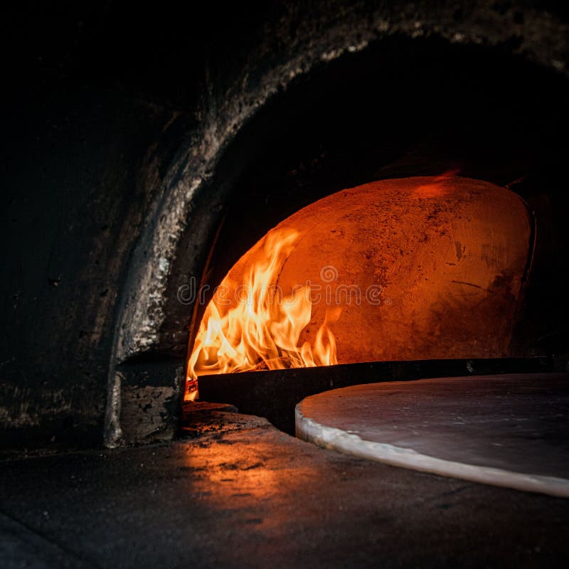 Stone Oven with Burning Fire Stock Photo - Image of traditional ...
