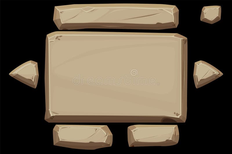 Stone Panel Banner with Buttons for Ui. Stock Vector - Illustration of ...