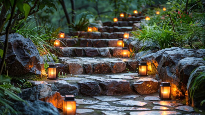 Stone Path Illuminated Lit Candles Stock Photos - Free & Royalty-Free ...